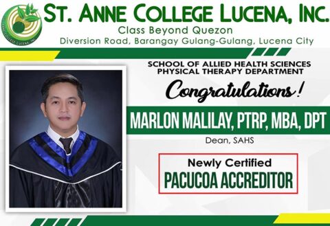 DIR. MALILAY IS NOW A NEWLY-CERTIFIED ACCREDITOR - St Anne College ...